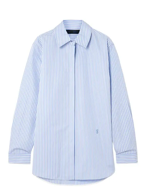 Proenza Schouler Striped Cotton-silk Blend Shirt - Light Blue