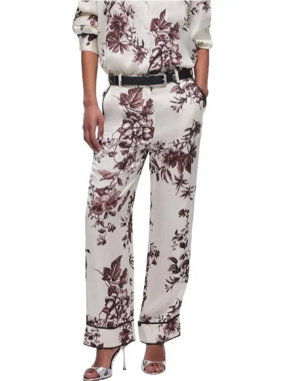 Liu Jo Floral Print Wide Leg Trousers - Gray