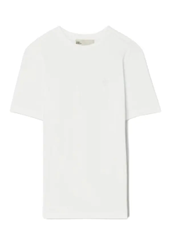 Tory Burch Logo Embroidered Crewneck T-shirt - White