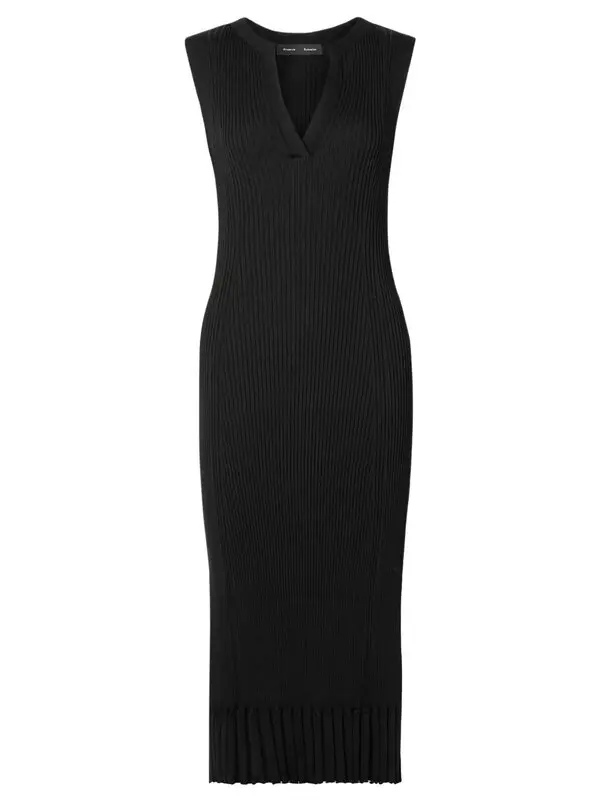 Proenza Schouler Tatum Ribbed Knit V-neck Midi Dress - Black