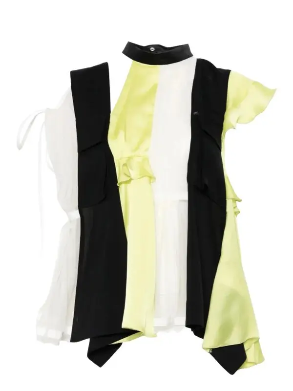 Sacai Paneled Ruffled Blouse - Black