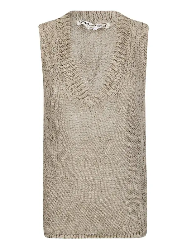 Comme Des Garçons Knitted V-neck Vest - Nude