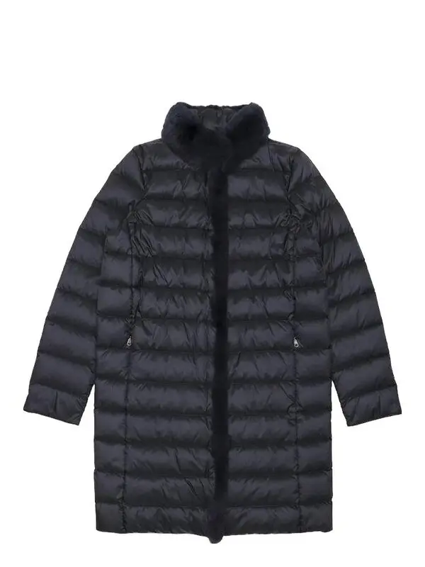 Max Mara Quilted Down Jacket With Fur Trim - Blue