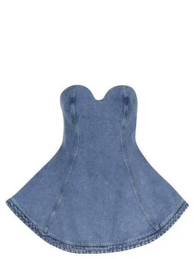 Magda Butrym Strapless Denim Bustier Dress - Blue