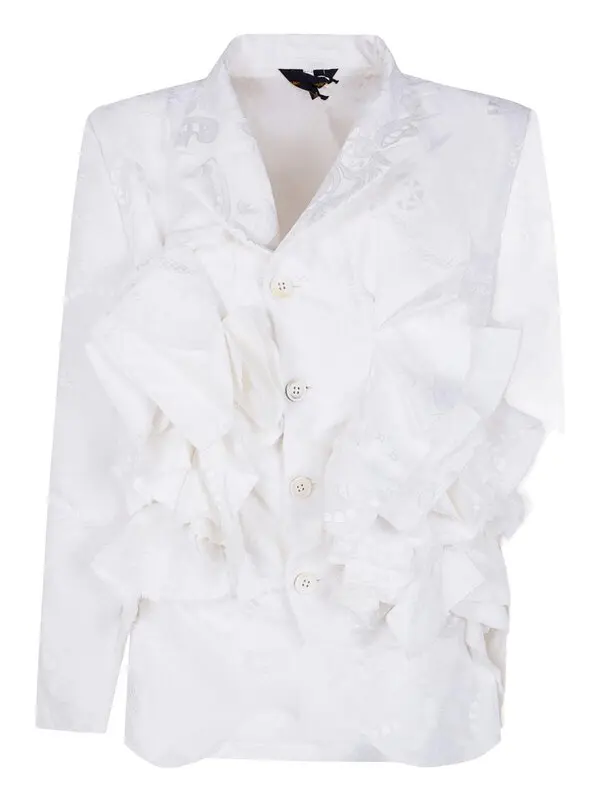 Comme Des Garçons Long Sleeve Ruffle Jacket - White