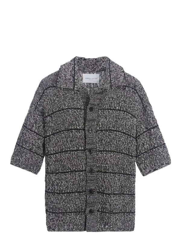 ROBERTO COLLINA Mouline Short-sleeve Cardigan - Black