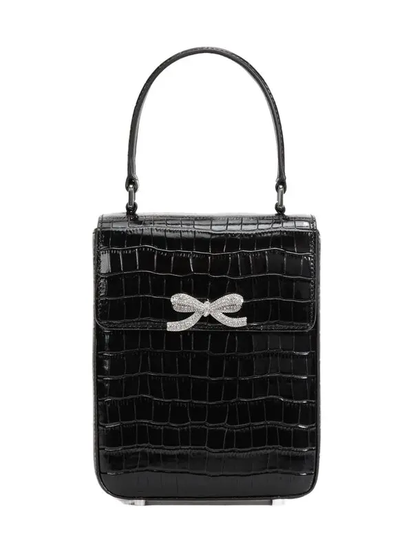 SELF-PORTRAIT Embossed Mini Bag With Bow Detail - Black