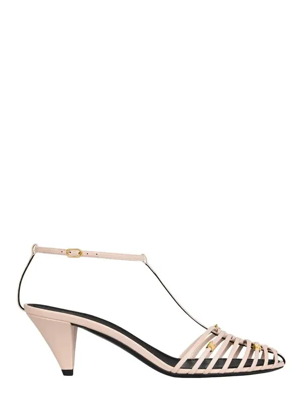Celine Cage Heeled Sandal In Goatskin - Nude