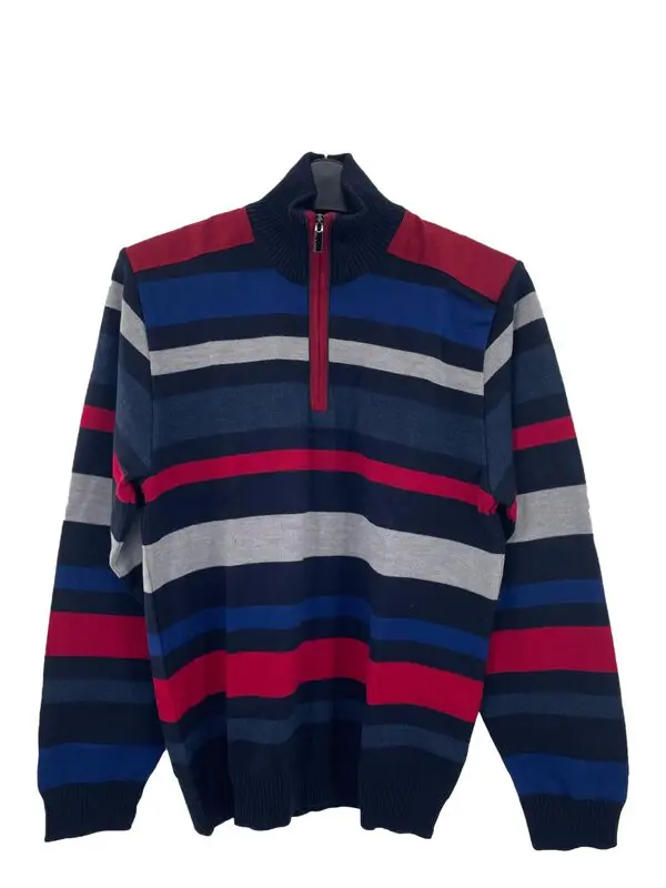 PAUL  SHARK Paul & Shark Striped Quarter Zip Sweater - Black