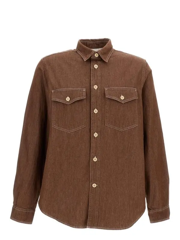 Paul Smith Logo Patch Shirt - Brown