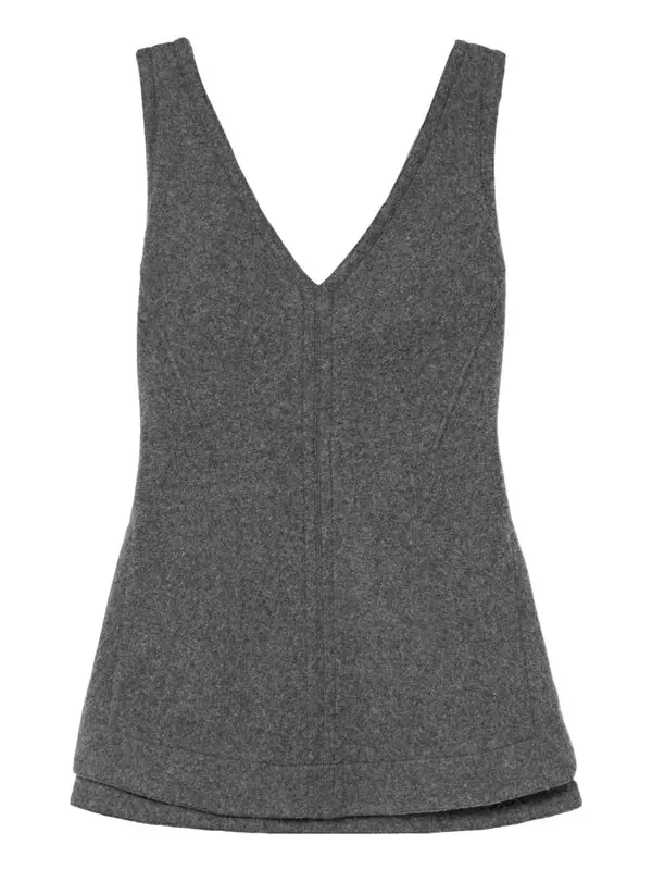 Proenza Schouler Winona Patchwork V-neck Top - Dark Gray