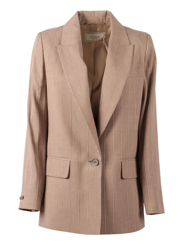 Peserico Striped Blazer - Nude