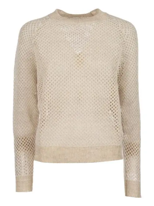 Peserico Sequin-embellished Open-knit Sweater - Nude