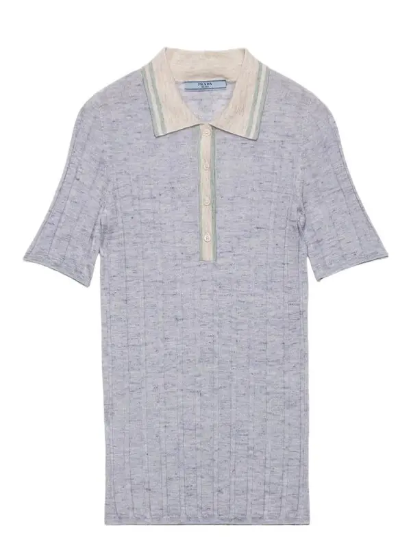 Prada Cashmere, Silk, And Linen Polo Sweater - Astro