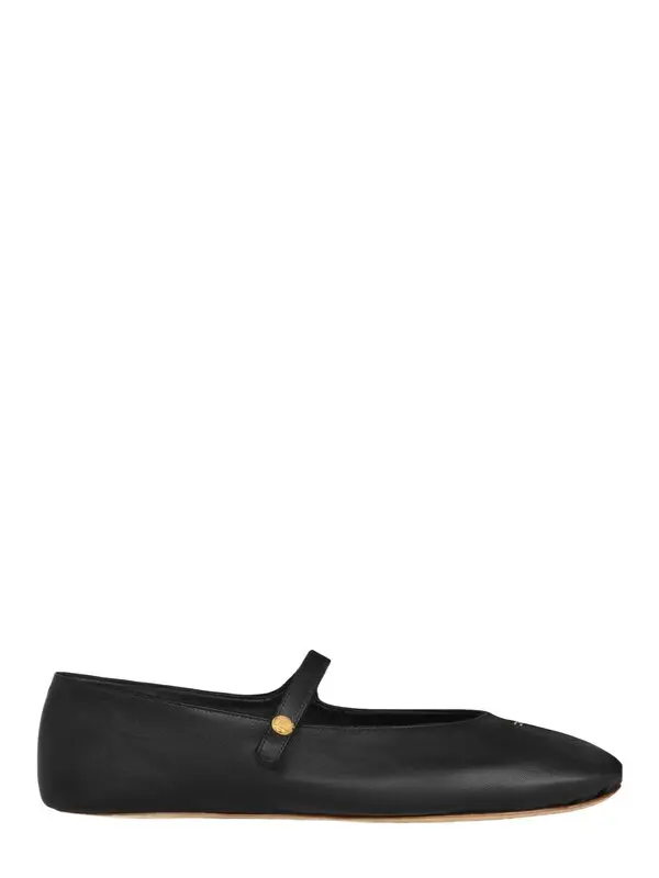 Celine Lambskin Ballerina Flats With Logo Detail - Black