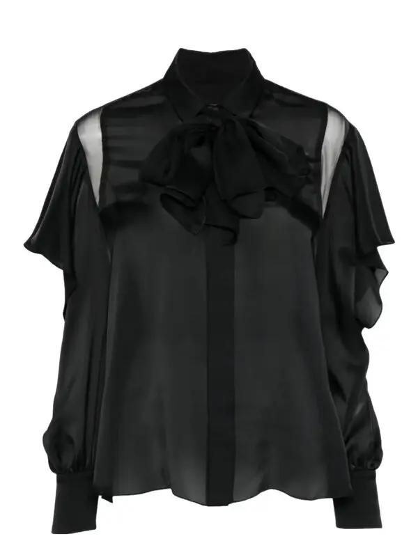 Sacai Pussy-bow Ruffled Shirt - Black