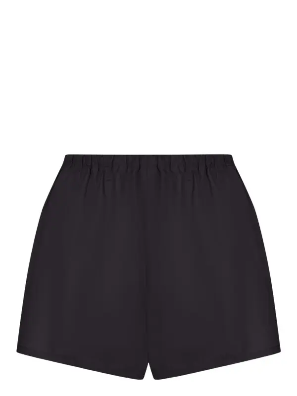 Prada Elastic Waist Wide-leg Shorts With Button Detail Pockets - Black
