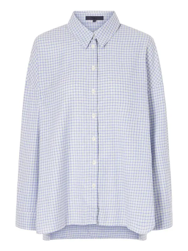 Tibi Checked Lyocell And Cotton-blend Shirt - White