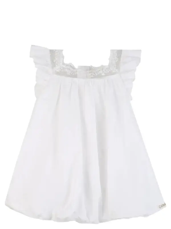 Chloé Ruffled Lace-trim Dress - White