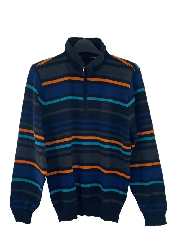 PAUL  SHARK Paul & Shark Striped Quarter Zip Sweater - Black
