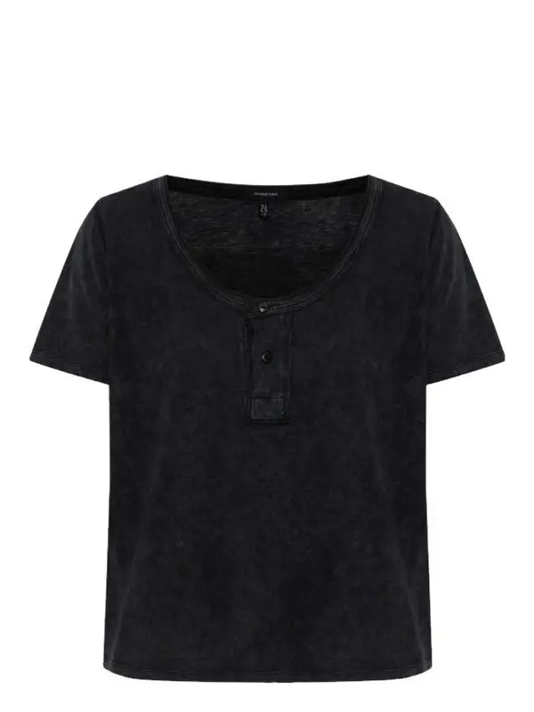 R13 Buttoned Short-sleeve T-shirt - Black