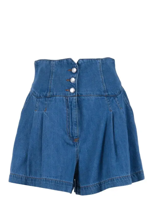 Ermanno Scervino High-waisted Lace-up Denim Shorts - Blue