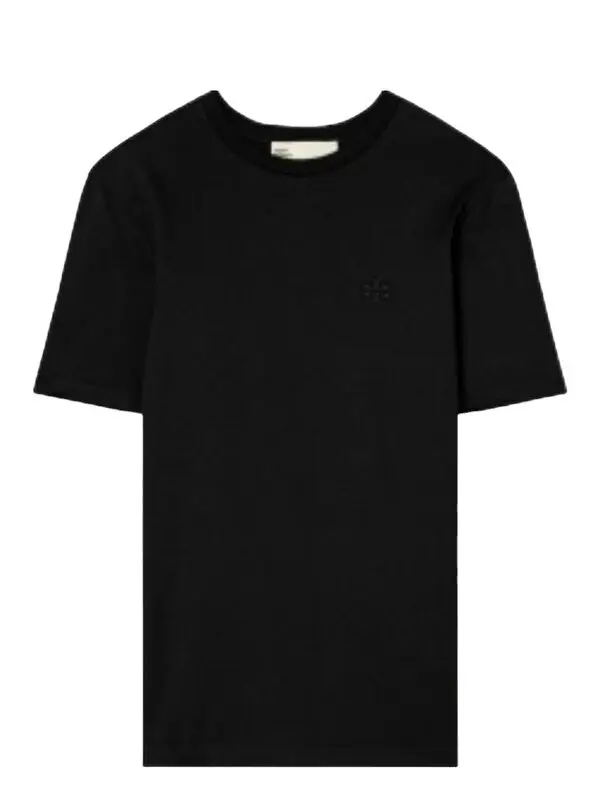 Tory Burch Logo Embroidered Crewneck T-shirt - Black