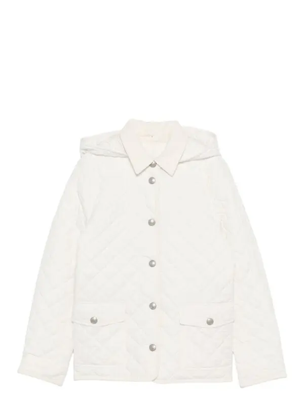 Polo Ralph Lauren Hooded Quilted Jacket With Corduroy Collar - Off-white