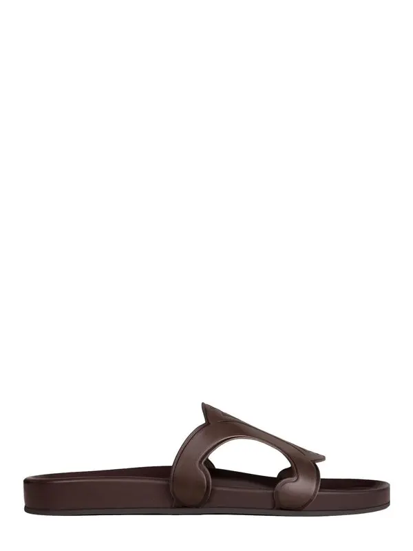 Celine Triomphe Slide In Calfskin - Dark Brown