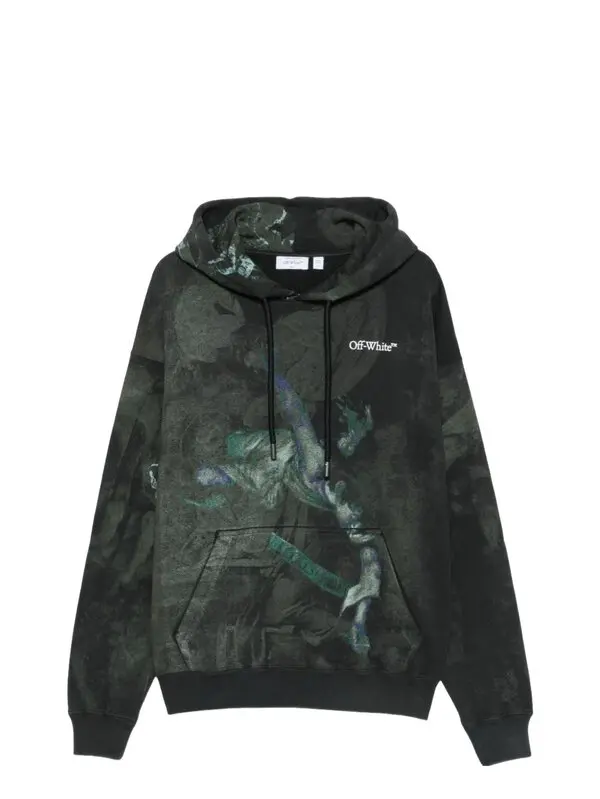 Off-White Long-sleeved Hooded Sweatshirt - Black