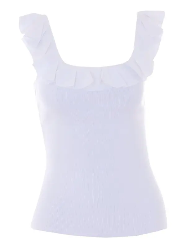 Michael Kors Ruffled Sleeveless Top - White