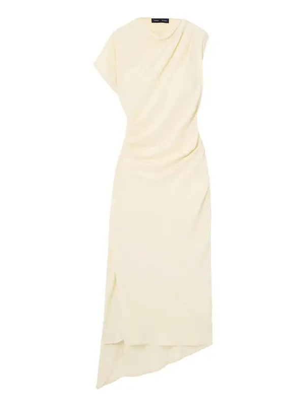 Proenza Schouler Hallie Asymmetrical Draped Dress - Light Yellow