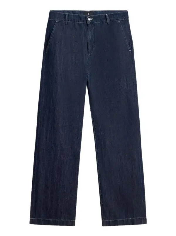 7 For All Mankind Contrast-stitch Wide-leg Jeans - Indigo