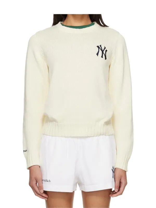 SPORTY  RICH Sporty & Rich Crew Neck Knit Sweater With Embroidered Logo - White