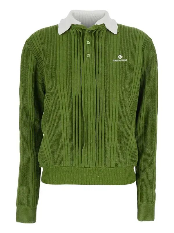SHUSHU/TONG Contrast Collar Knit Sweater - No