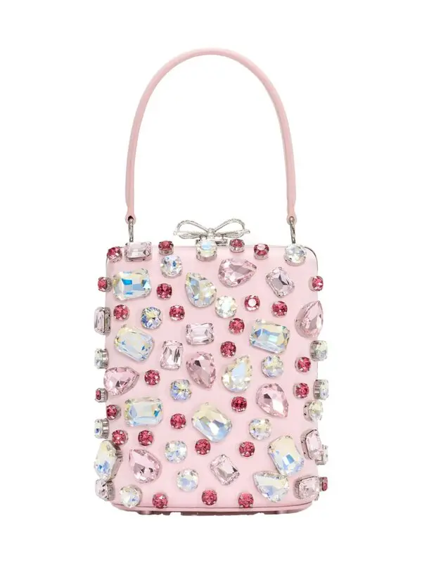 SELF-PORTRAIT Embellished Top Handle Clutch Bag - Pink