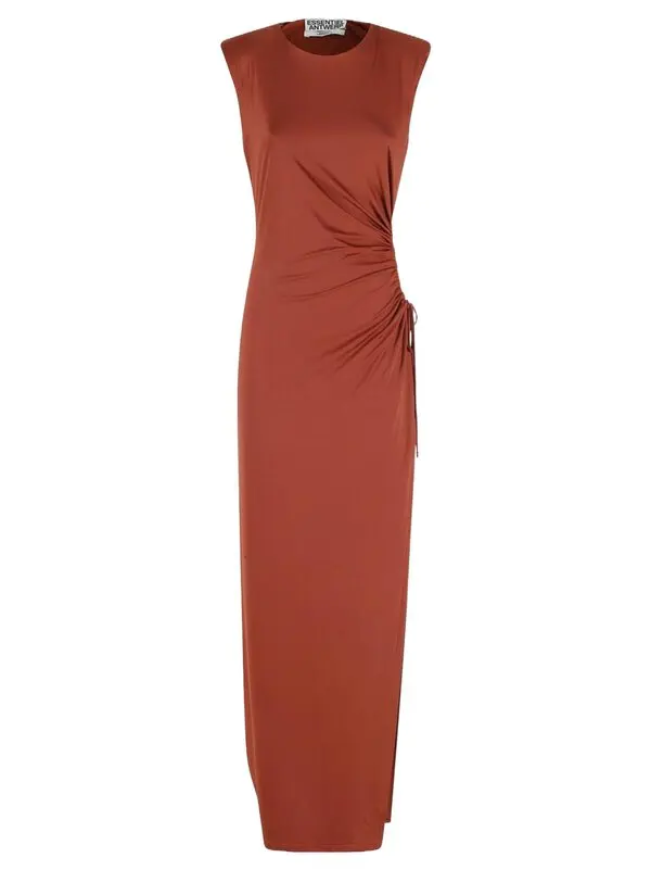 Essentiel Antwerp Sleeveless Gathered Jersey Maxi Dress - Brown