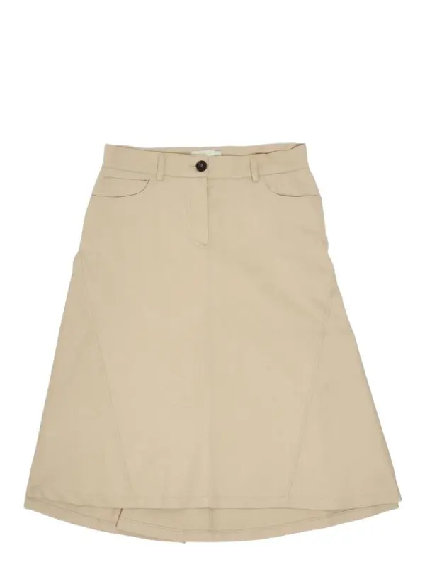 Fendi Ff Logo Patch Midi A-line Skirt - Nude