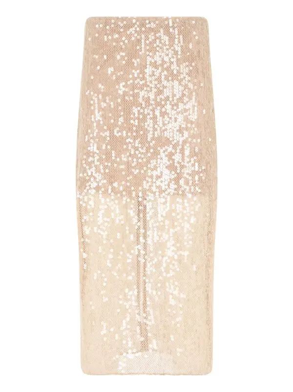 Veronica Beard Sequined Mesh Midi Skirt - Nude