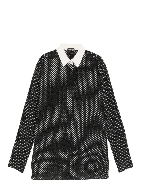 TOM FORD Polka Dot Classic Collar Shirt - Black