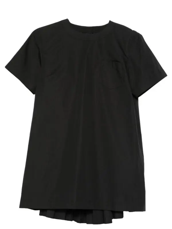 Sacai Pleated Crewneck Mini Dress - Black