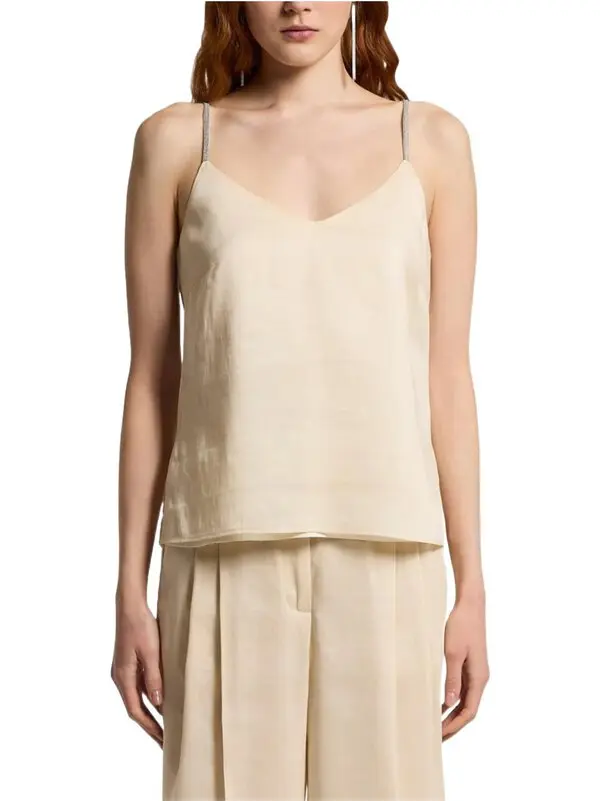Peserico V-neck Camisole Top With Embellished Straps - Nude