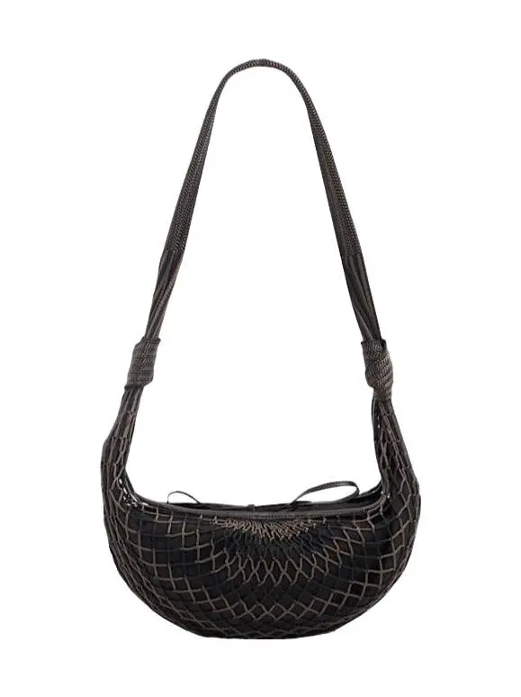 LEMAIRE Medium Fortune Croissant Woven Bag - Black
