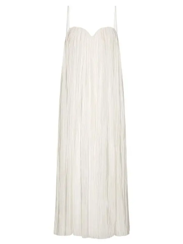 ROTATE BY BIRGER CHRISTENSEN Pleated Sweetheart Neckline Maxi Dress - White
