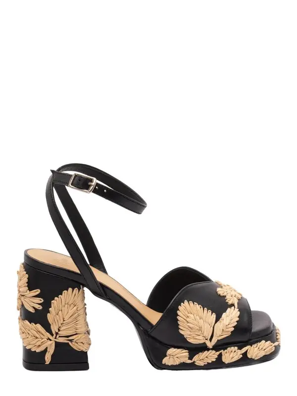 CastaÑer Embroidered Heeled Sandals - Black