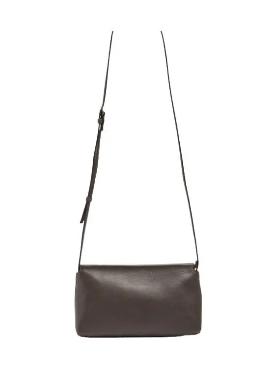 THE ROW Micro Grain Leather Shoulder Bag - Black