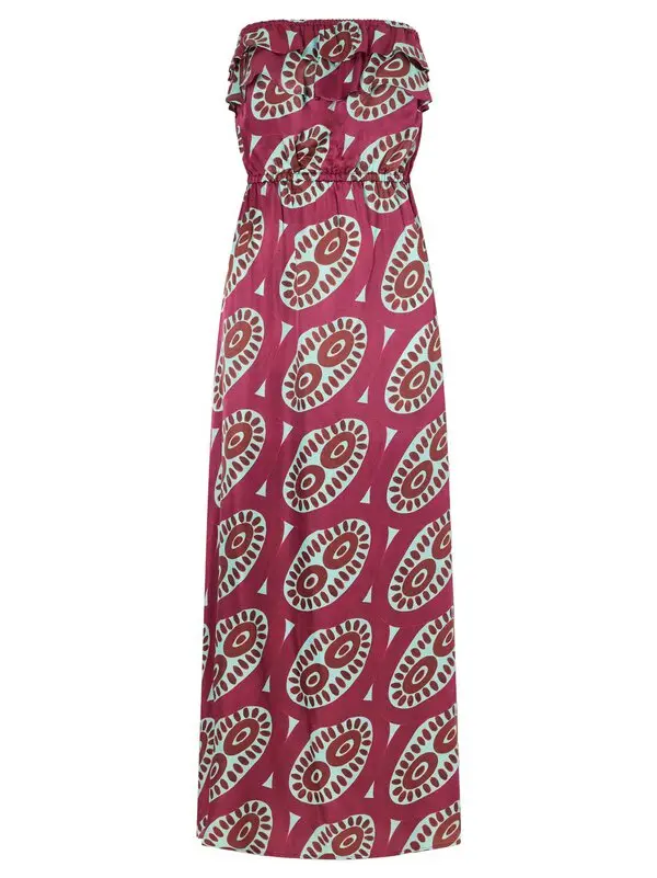 Themis Z Selene Printed Ruffled Silk-blend Maxi Dress - Multi