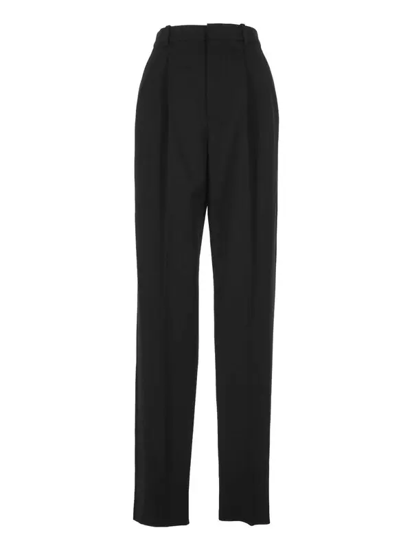 Saint Laurent Pleated Straight Leg Tailored Pants - Black