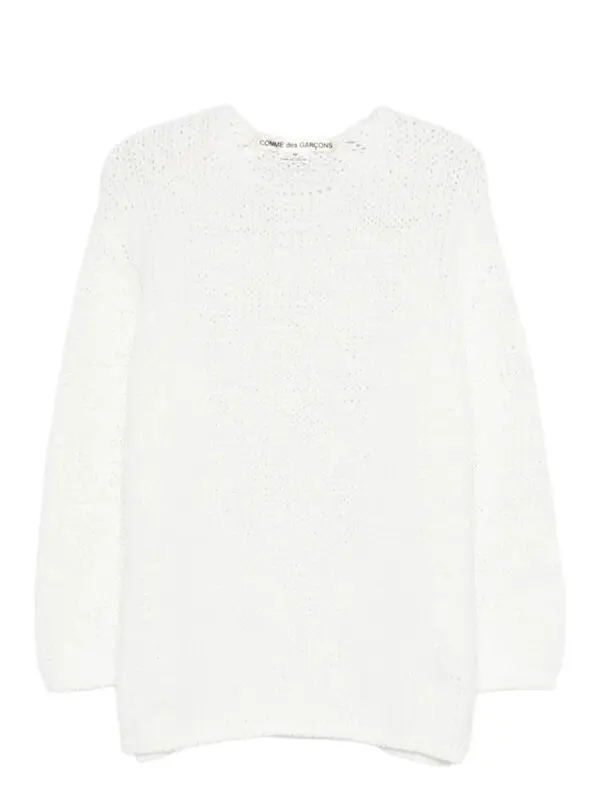 Comme Des Garçons Textured Knit Round Neck Long Sleeve Sweater - White