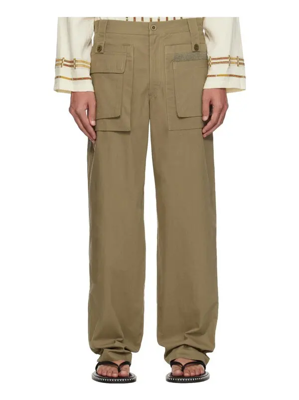 Isabel Marant Étoile Wide Leg Belt Loop Casual Pants - Khaki